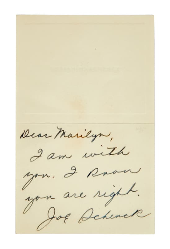 Marilyn Monroe | Received Handwritten Joseph Schenck Note
